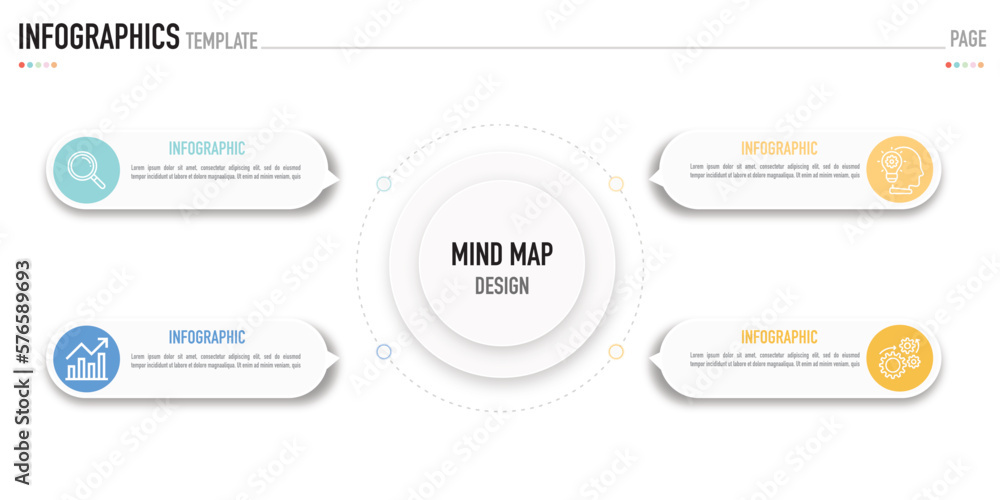 Infographic mind map template or element as a vector including 4 step ...
