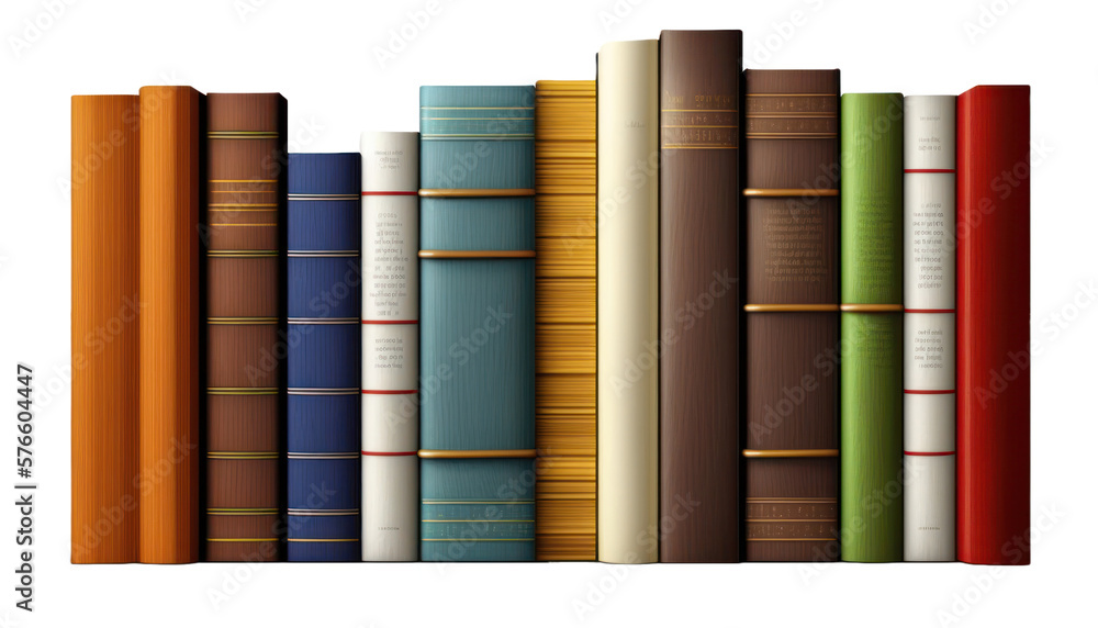 Books standing in a row isolated on transparent background. PNG ...