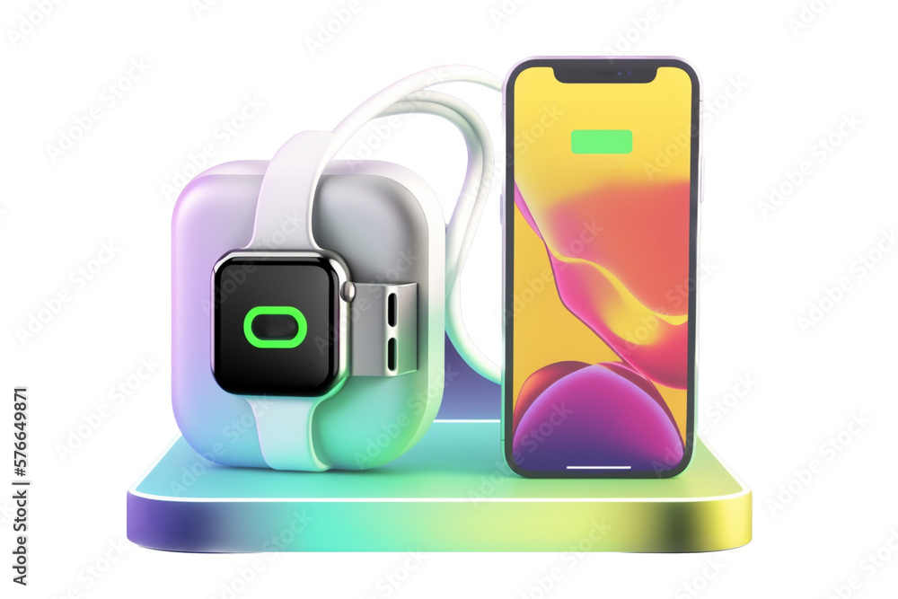 Reverse Bilateral Wireless Charging Concept. iPhone and Apple Watch ...