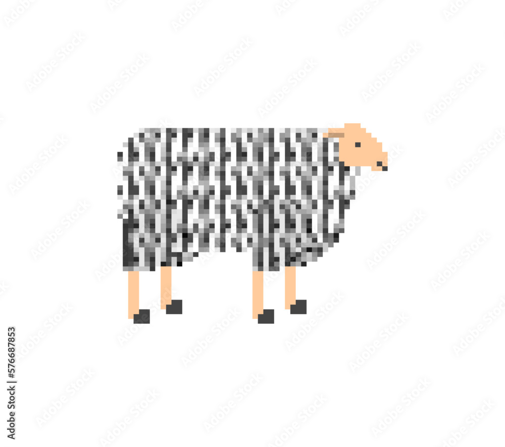 Sheep pixel art. ewe 8 bit. pixelated Vector illustration Stock Vector | Adobe Stock