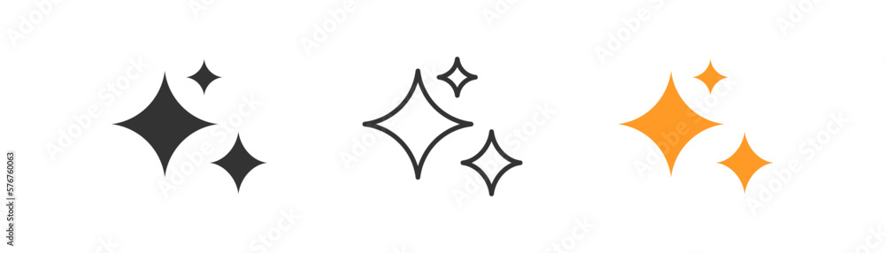 Shine and sparkle stars icon on light background. Clean symbol. Bright ...