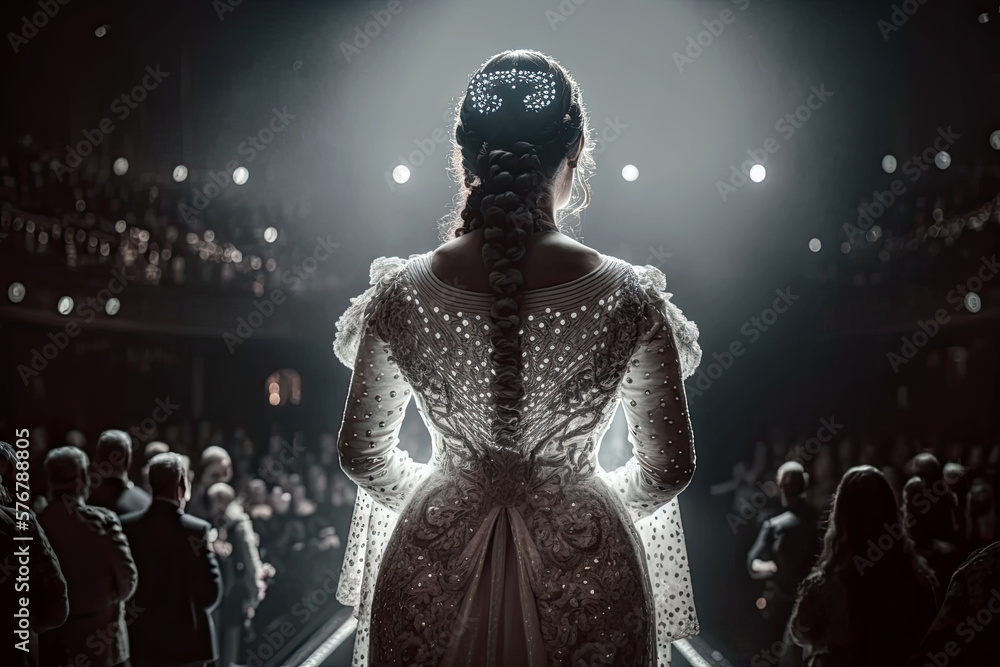 Generative Illustration AI of a female opera singer soprano looking at ...