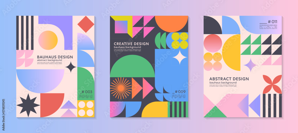 Abstract bauhaus geometric pattern backgrounds with copy space for text ...