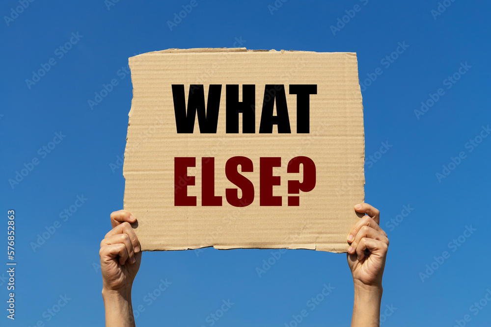 Photo Stock What else text on box paper held by 2 hands with isolated ...