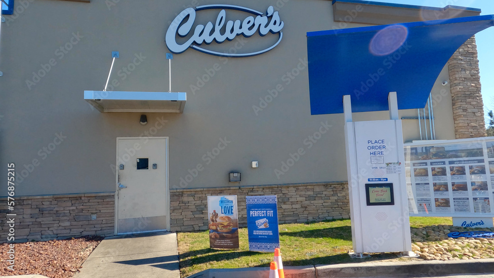 Culver's American fast casual restaurant chain drive thru menu Stock ...