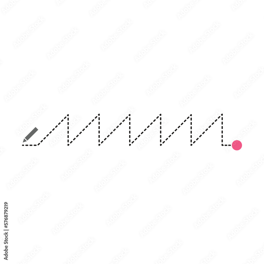 Tracing lines dotted outline shape preschool and kindergarten school ...