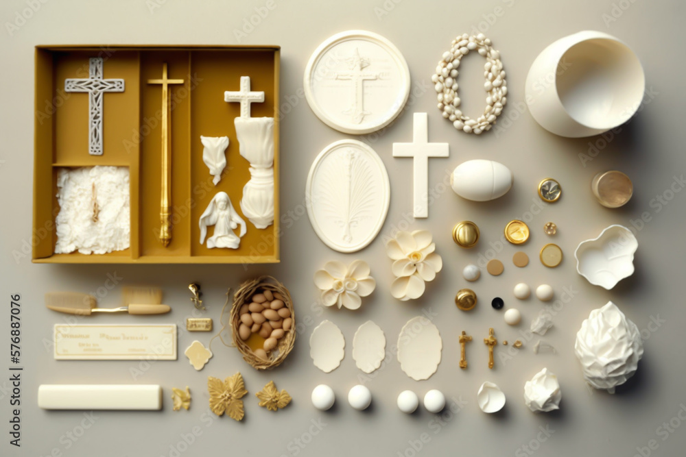 Knolling holy first communion, generative ai Stock Illustration | Adobe ...