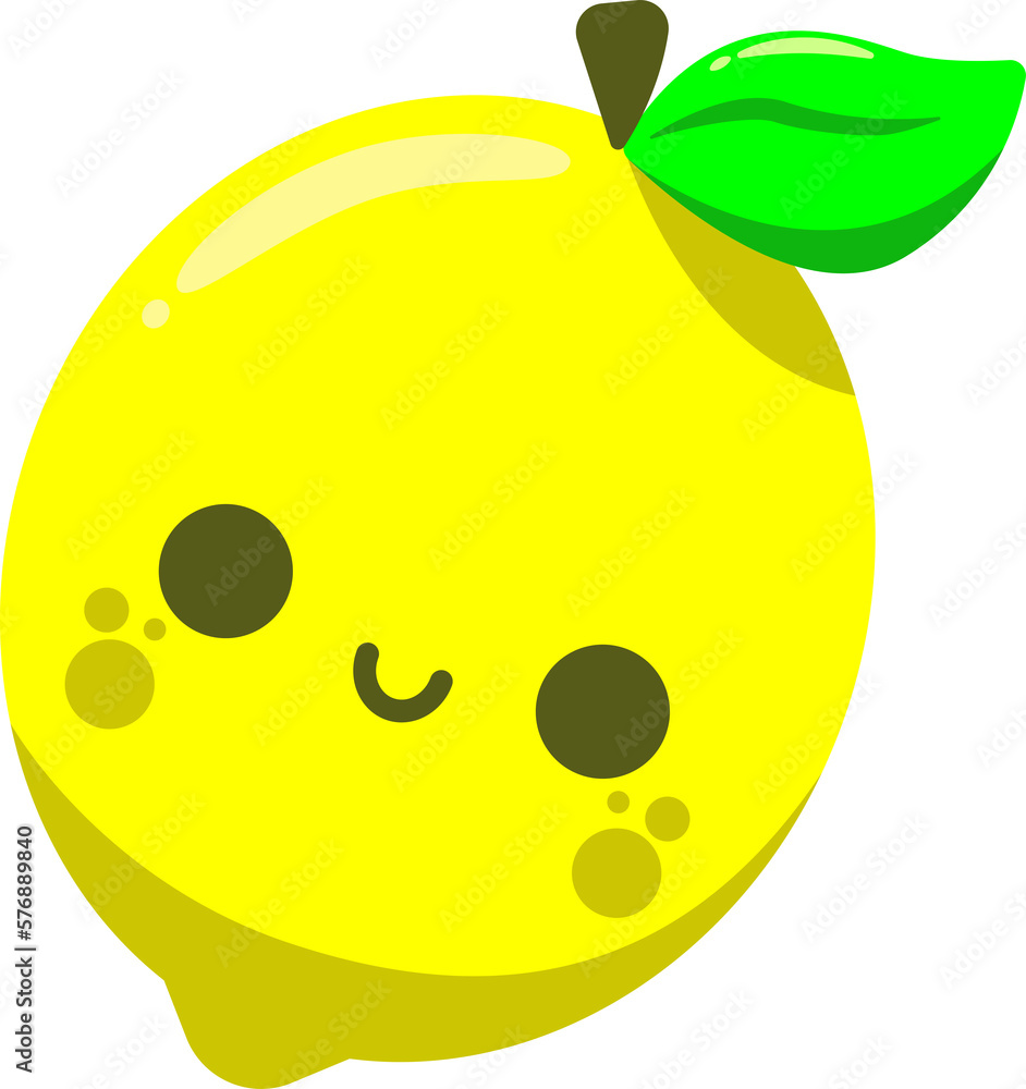 Ilustracion de limon kawaii, limon vector, limon dibujo animado ...
