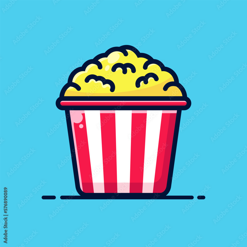 Popcorn Flat Cartoon Icon. Popcorn Movie Logo Concept Isolated Premium Vector Illustration Stock ...