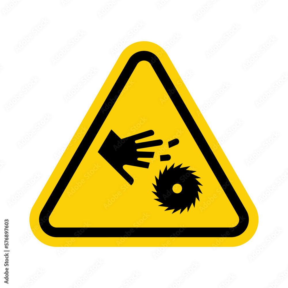 ISO Triangle Warning Sign: Cutting of Fingers or Hand with Rotating ...