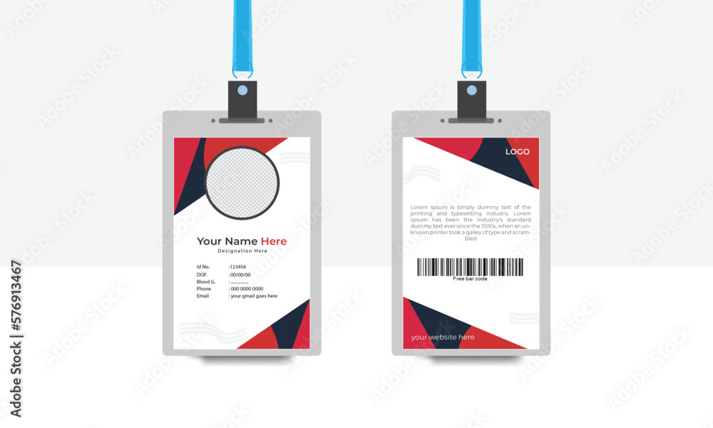 Modern simple clean id card design, personal identity card template ...