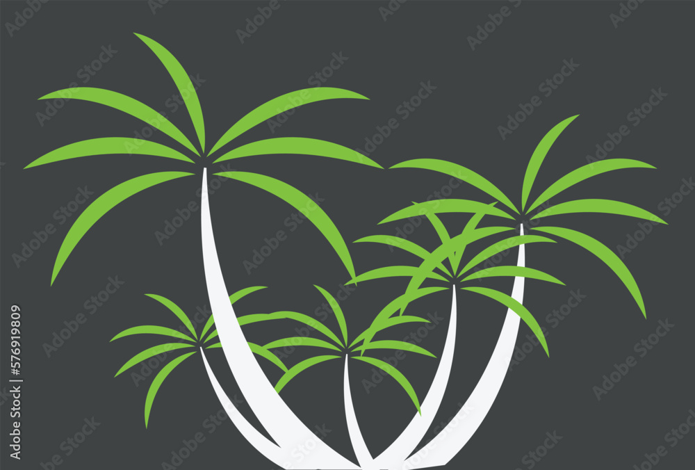 Tree. Palm trees, coconut trees, with shade. Set tropical palm trees ...