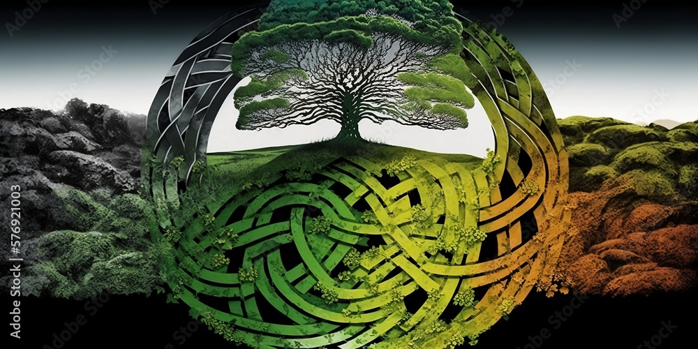 Stock-Illustration „Irish Tree of Life with Celtic Knot design and ...