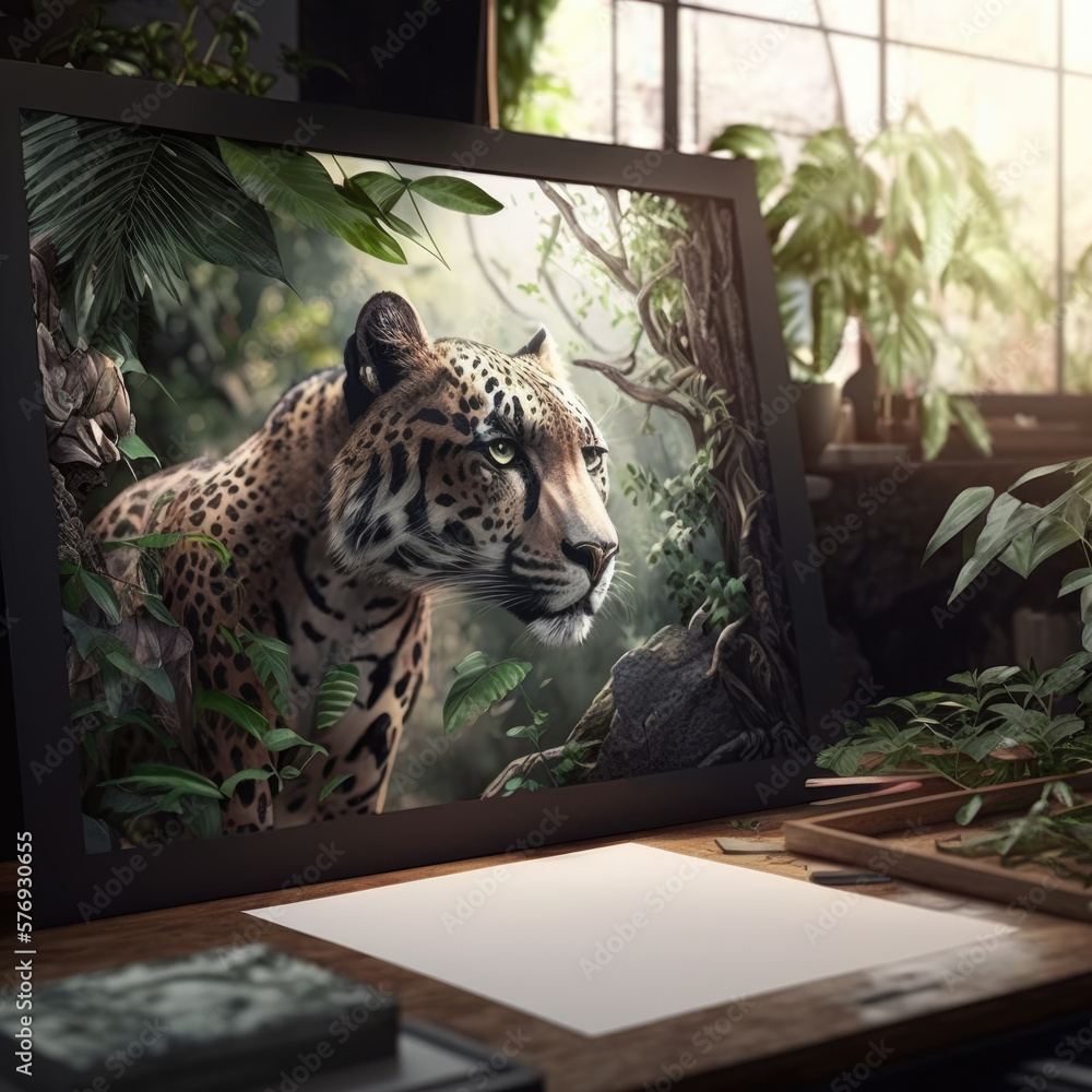 jungle and animals background for cosmetic products, mock up pedestal ...