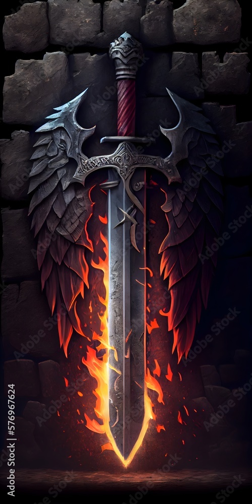 illustration of fire sword, art and concept for magical fantasy, design ...