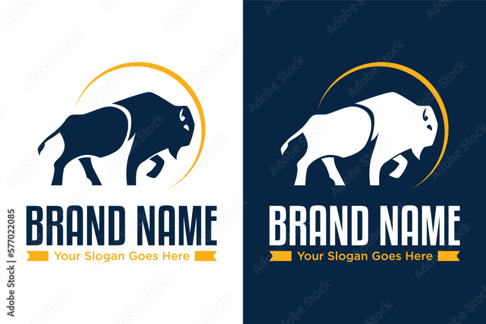 simple modern Silhouette bison illustration logo design Stock Vector ...
