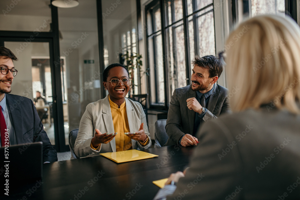 Female candidate apply for position, interview in modern office ...