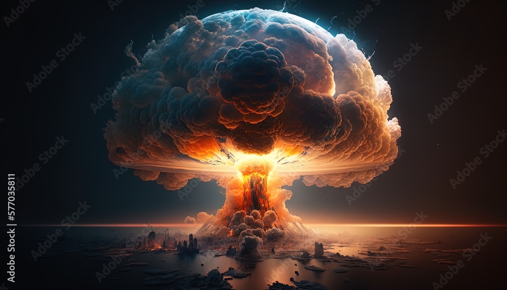 Ilustração Nuclear bomb explosion in nuclear war, ww3, dystopic created ...