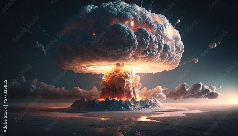 Nuclear bomb explosion in nuclear war, ww3, dystopic created with ...