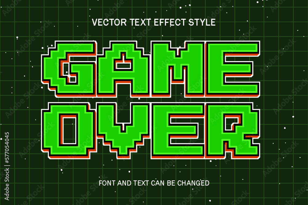 game over green pixel art editable text effect font style retro gaming ...