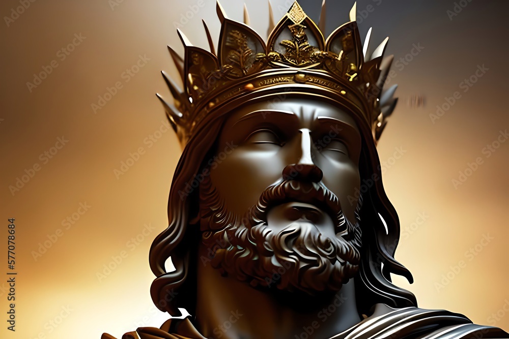 Stained glass of Jesus Christ Statue with Gold Crown of Thorns 3D ...