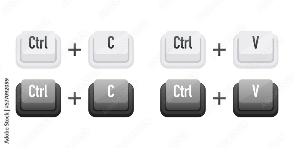 Ctrl C And Ctrl V Keyboard Keys Shortcut Keys Stock Vector Adobe Stock