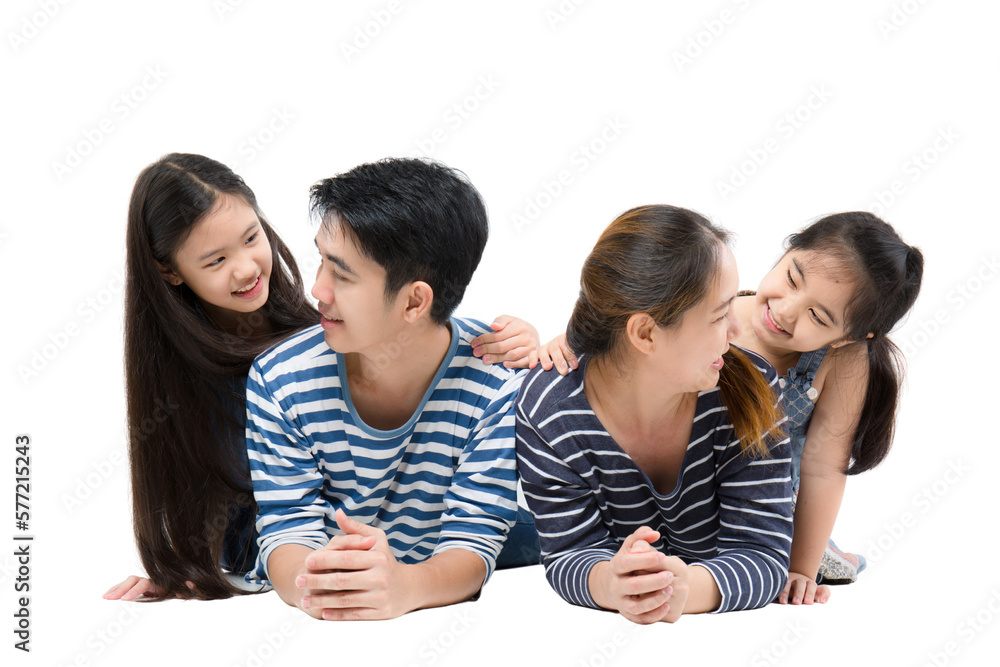 Happy Asian family isolated on transparent background, Happy family enjoying together. PNG file ...