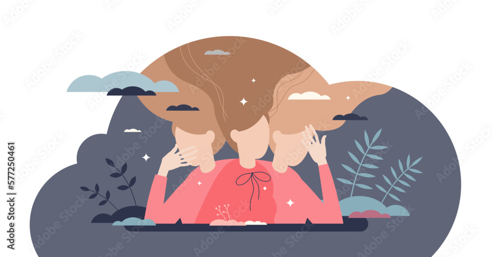 Vetor Borderline personality disorder or BPD mental problem tiny person ...