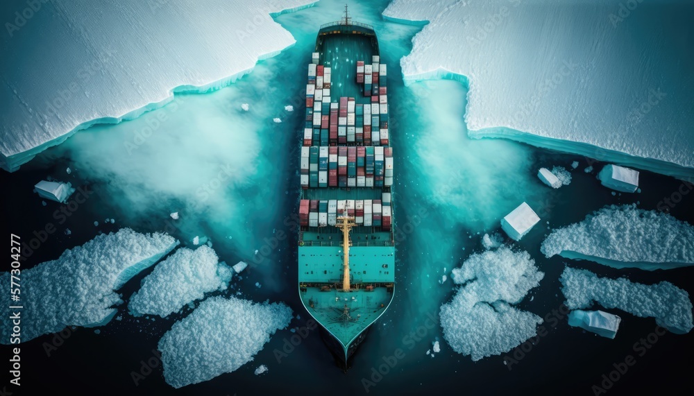 Frozen Ocean Freight Logistics - Container Ship Transporting Cargo Amid ...