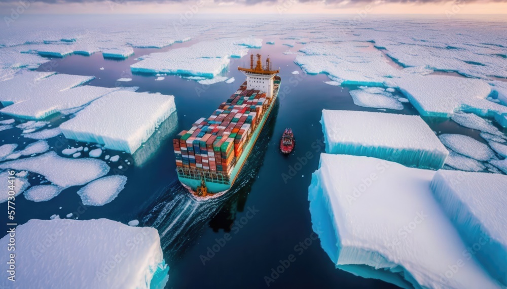 Frozen Ocean Freight Logistics - Container Ship Transporting Cargo Amid ...