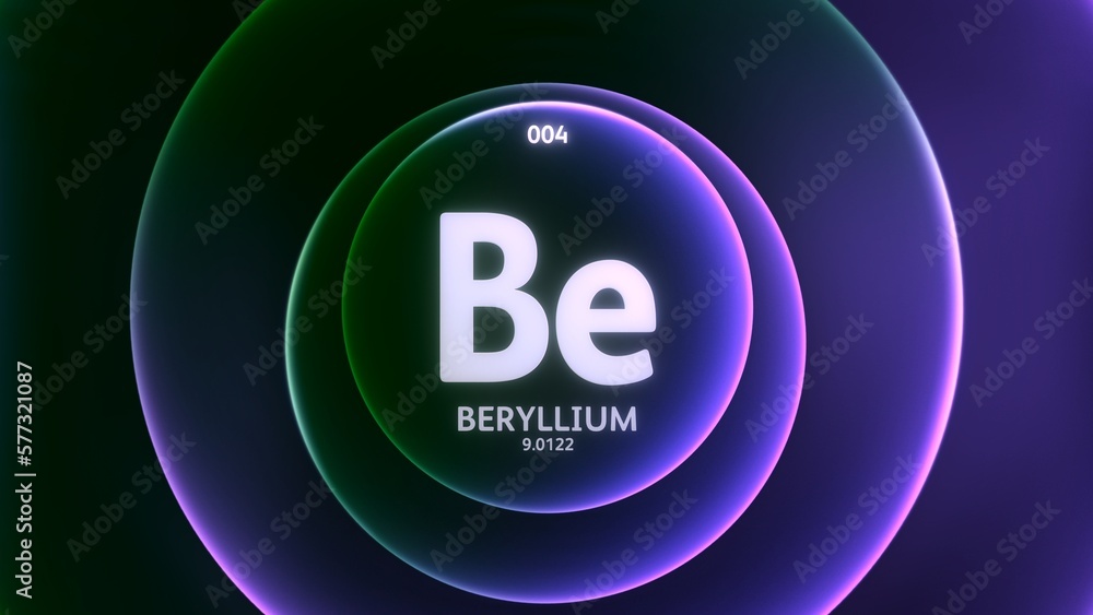 Beryllium as Element 4 of the Periodic Table. Concept illustration on ...