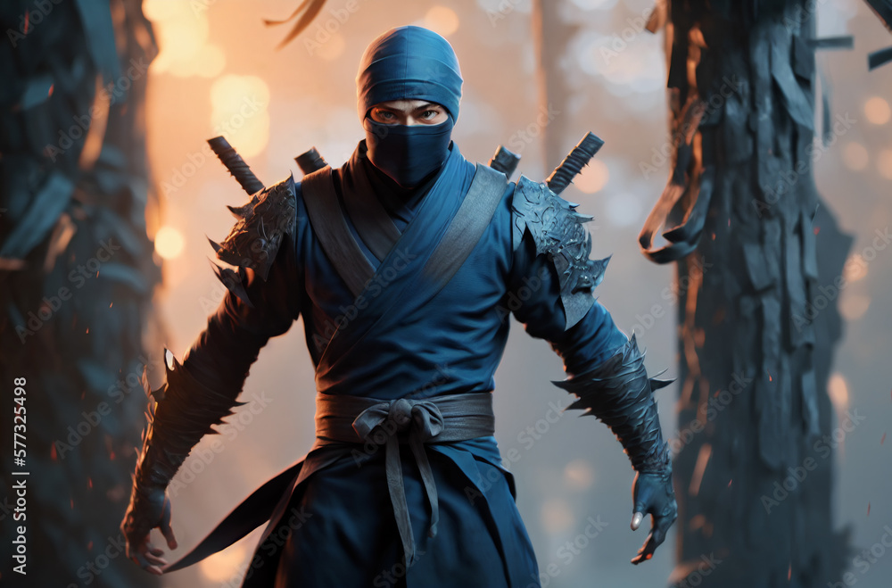 a male ninja with a black mask on his face covering his face ...