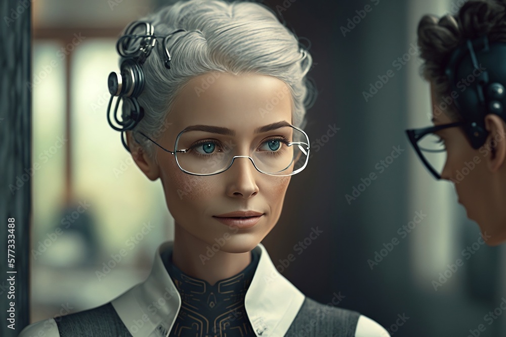 mature robotic AI assistant. generative AI Stock Illustration | Adobe Stock