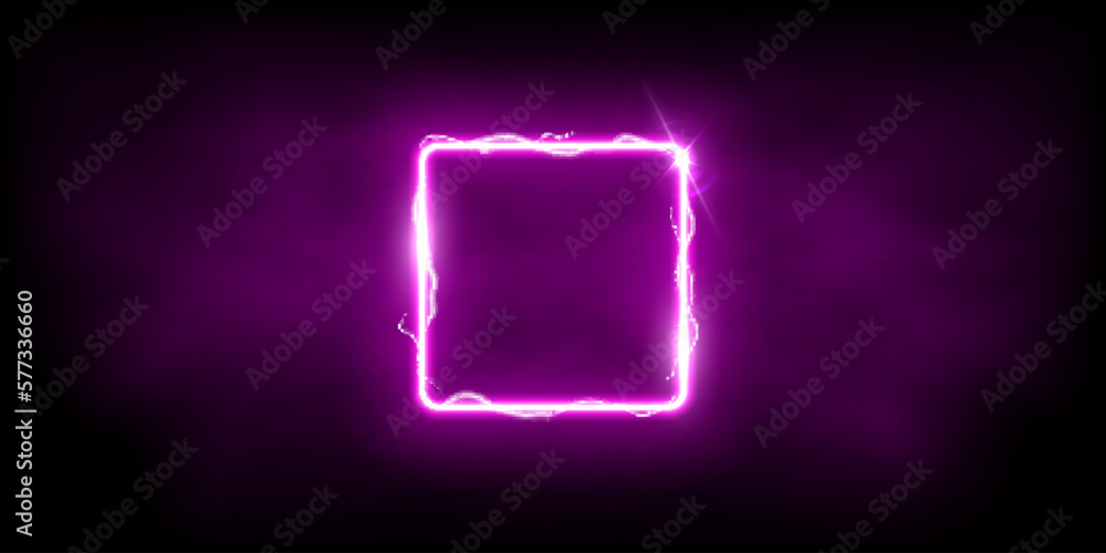 Magic purple square of thunder storm blue lightnings. Magic and bright ...