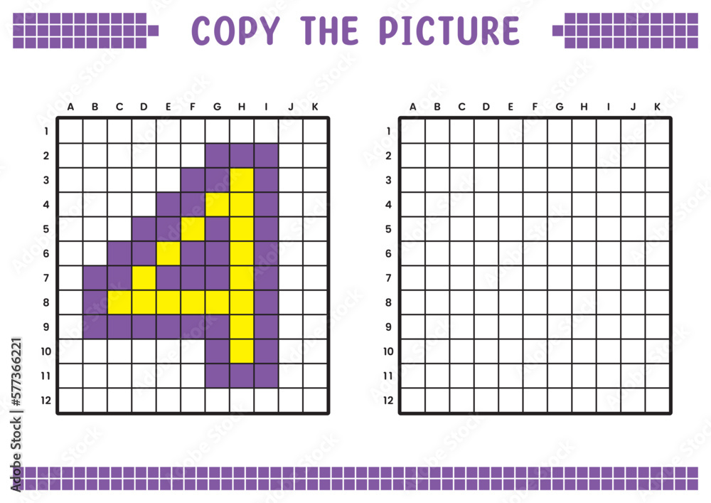 Copy the picture, complete the grid image. Educational worksheets ...
