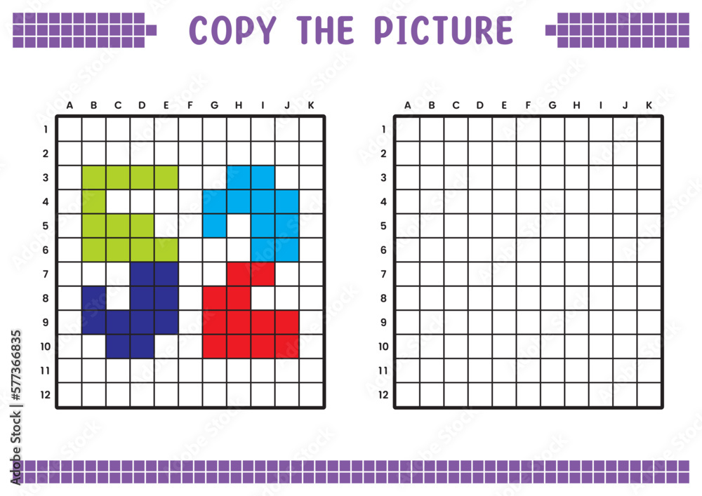 Copy the picture, complete the grid image. Educational worksheets ...