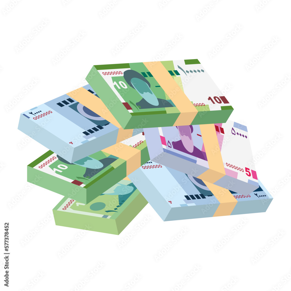 Iranian Rial Vector Illustration. Iran, Afghanistan, Hajj, Syria money ...