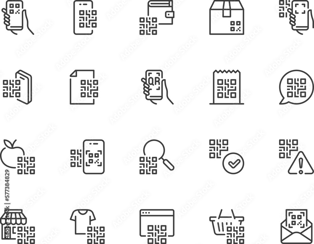 Scanning QR codes. Scanning process for payment. Goods with qr codes ...