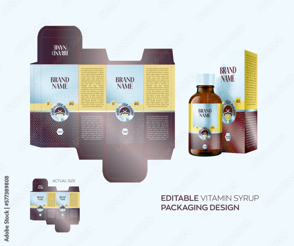 Editable vitamin syrup packaging design Stock Vector | Adobe Stock