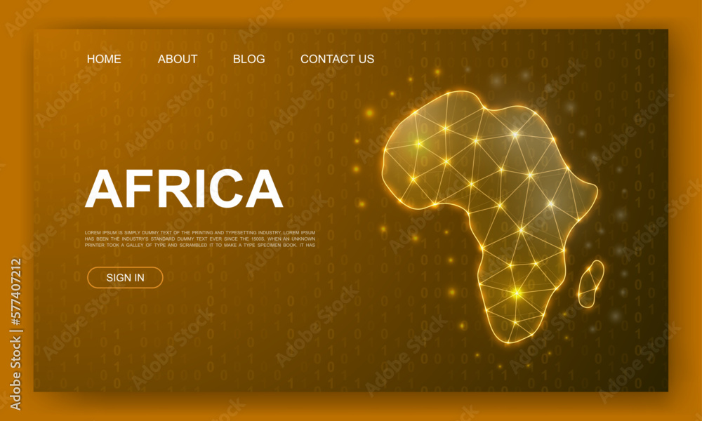 Africa 3d polygonal website template. Africa map design illustration ...