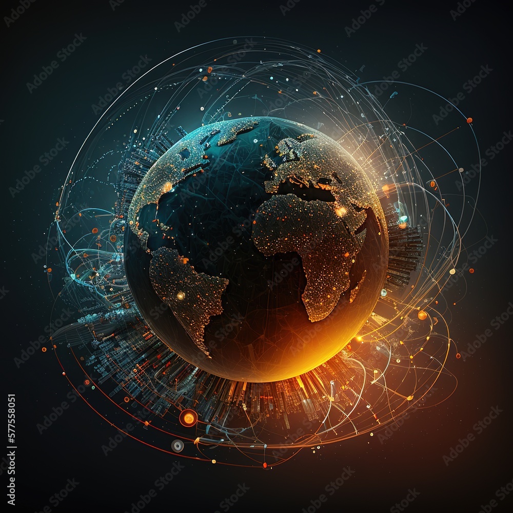 Global Background/Connection lines around Earth globe, futuristic ...