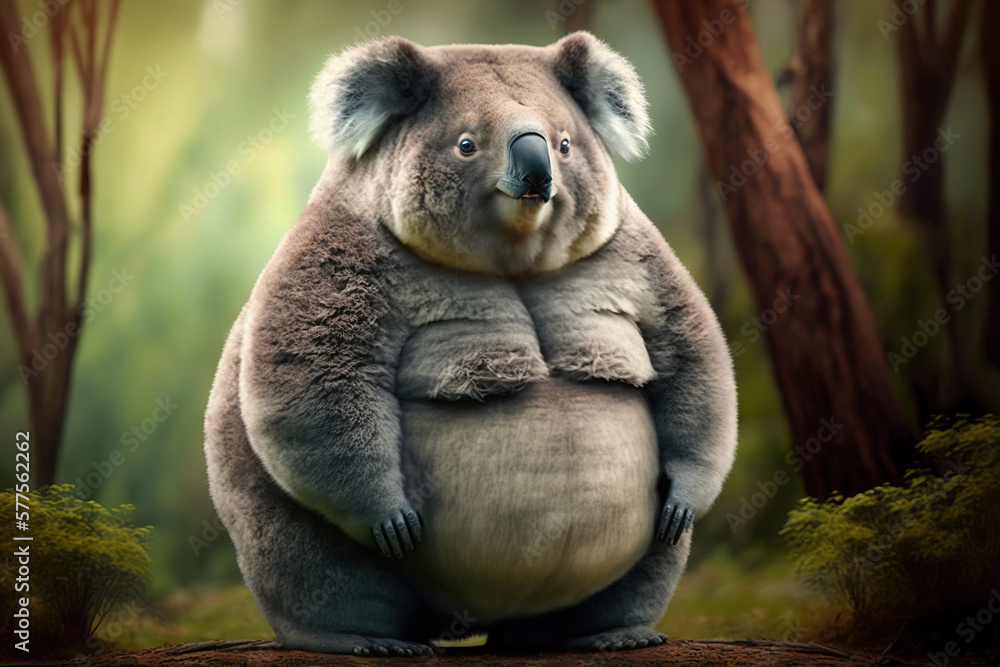 Very fat koala, concept of Overweight and Chubby, created with Generative AI technology Stock ...