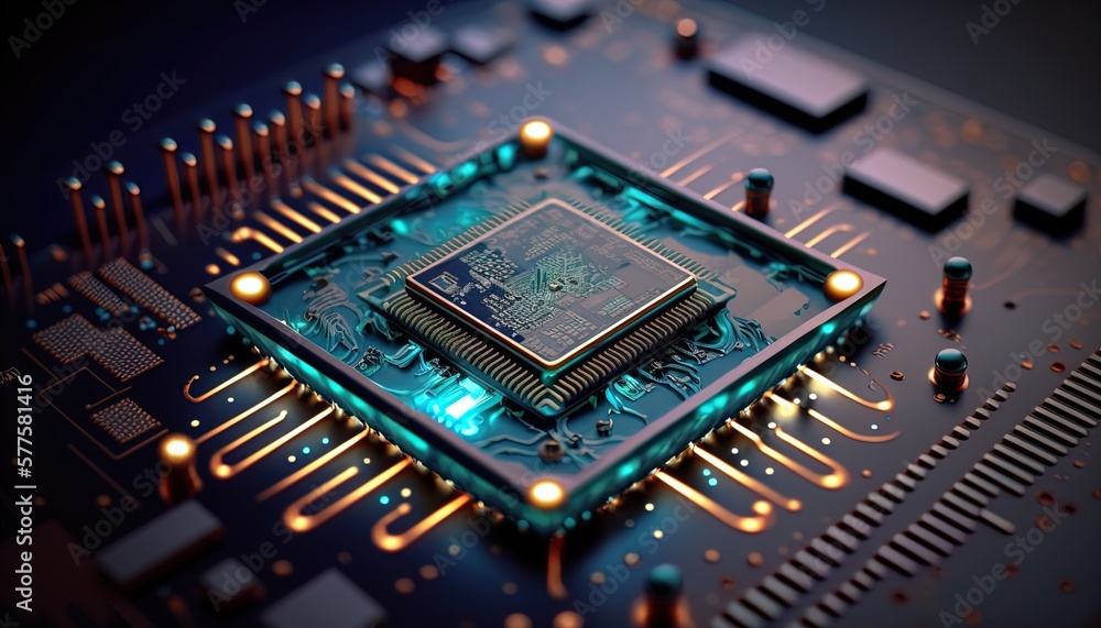 Microchip, surface zoom in, macro, tech, computer, IT created with ...