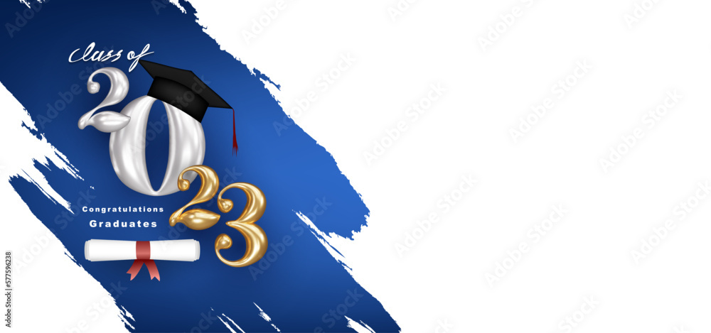 Class of 2023 Vector text for graduation gold design, congratulation ...