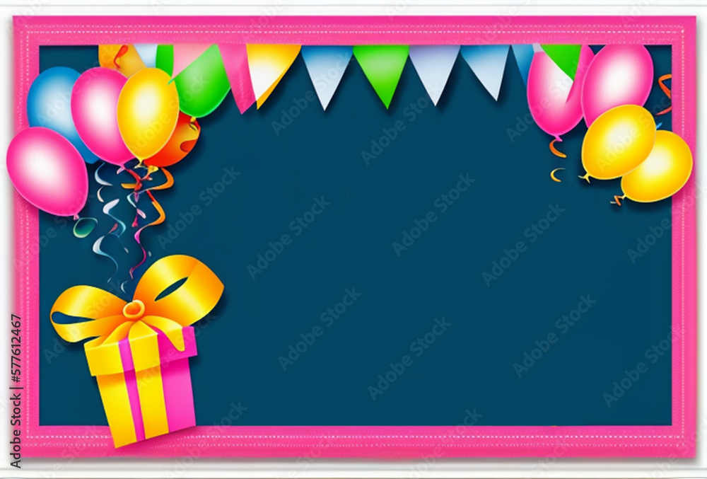 "Happy Birthday Celebration Sign with Colorful Frame Chalkboard Style ...