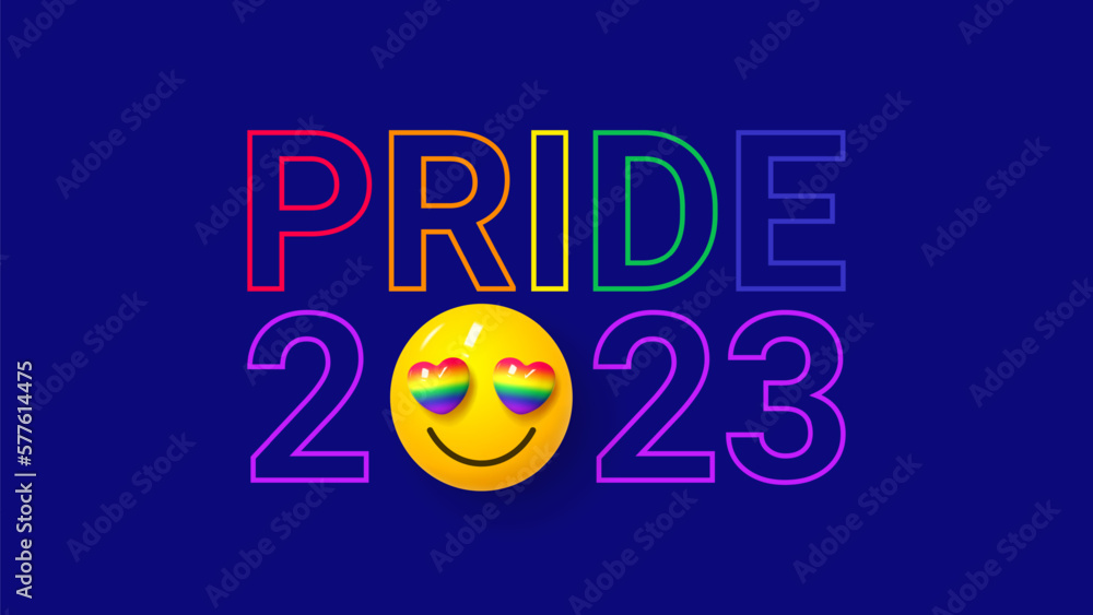 Symbol of Pride Month 2023. Banner for Pride Month 2023 with 3d smile ...