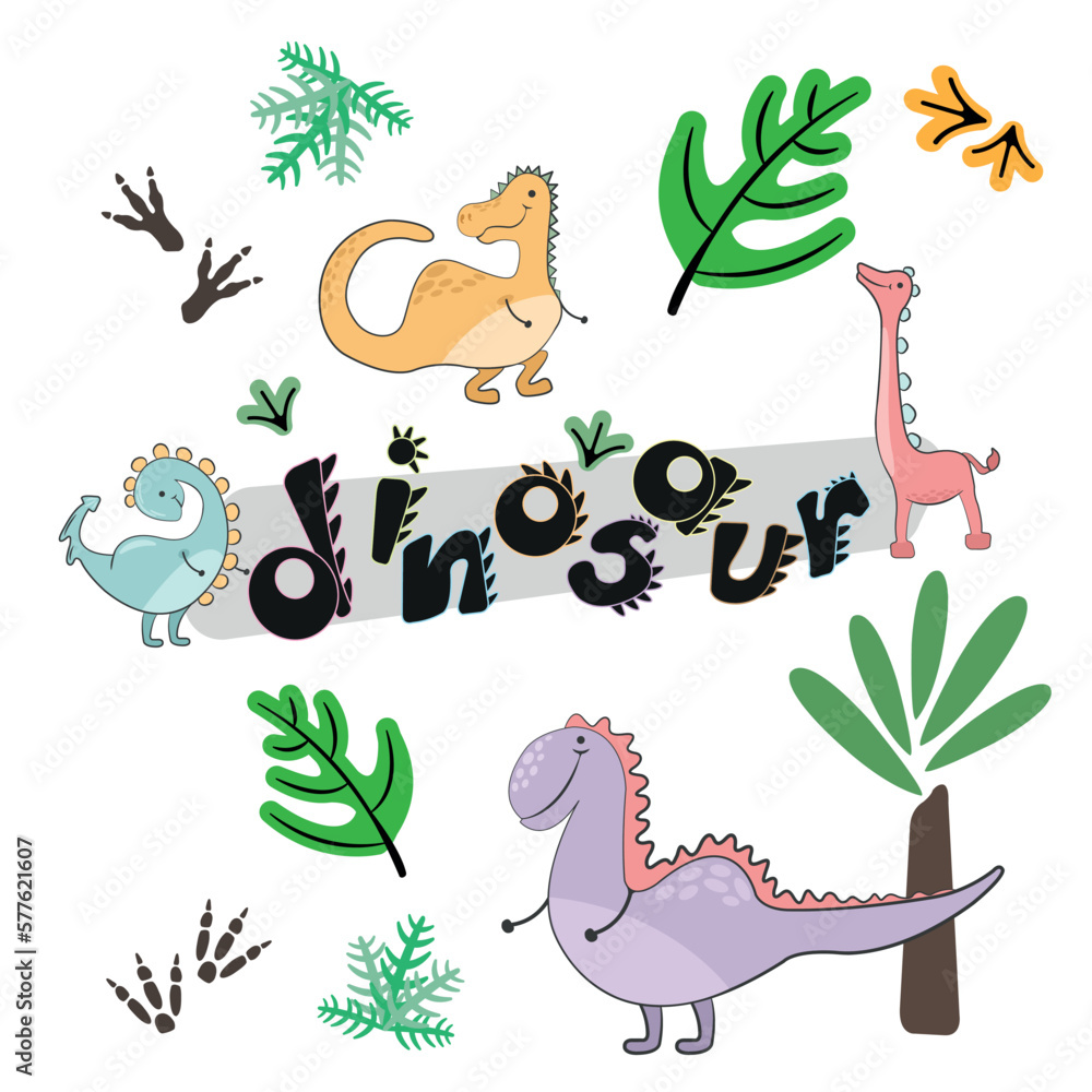 Cute dinosaurs drawing vector illustration. Dinosaur character designs ...