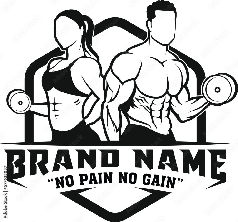 Logo gym - Male and female fitness logo design Stock Vector | Adobe Stock