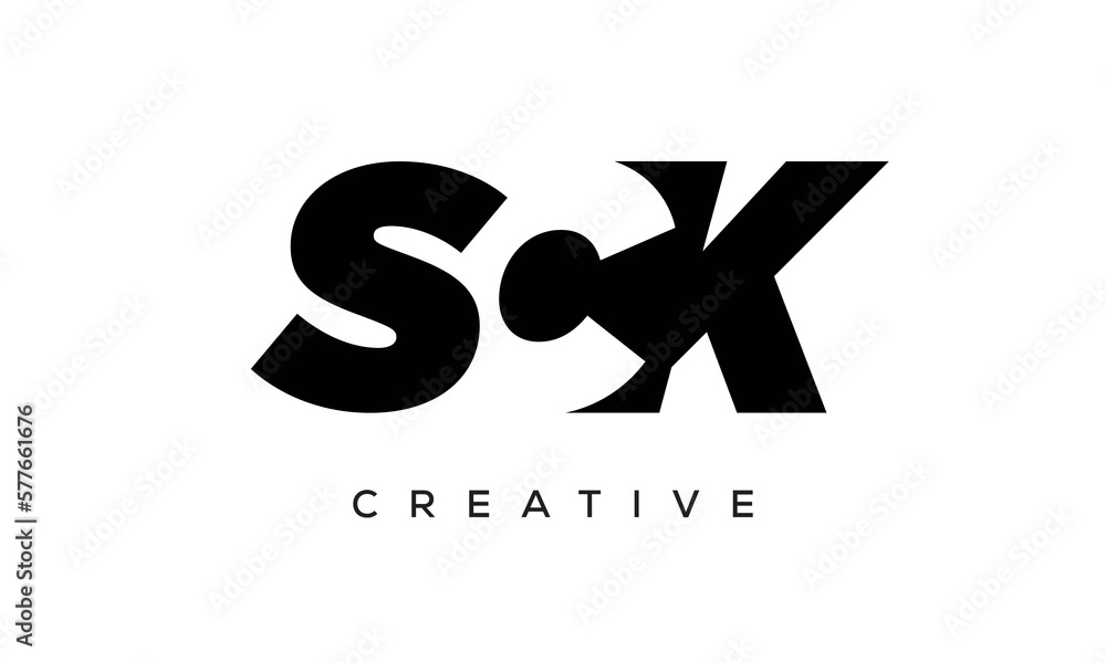 SCK letters negative space logo design. creative typography monogram ...