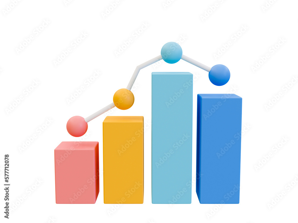 3d blank bar graph template. bar chart mock up. data analysis. colorful ...